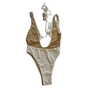 Slate Swim | Swim | Nwt Slate Swim Plunge One Piece Swimsuit In Tan ...